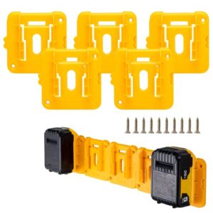 crivnhar 5 pack battery holder for dewalt 20v battery mounts dock holder fit for dcb200 dcb201 dcb202 dcb203 dcb204(w/10 screws, no battery)