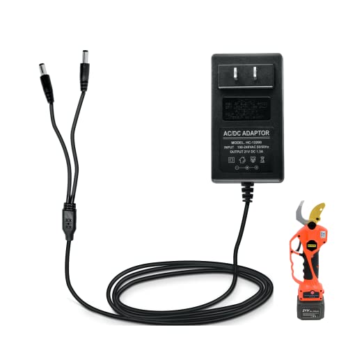 T TOVIA Battery Charger AC/DC Power Adapter for GPS51 21V Cordless Electric Pruning Shears, Applicable Model GPS51-B2130