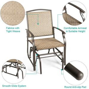 DORTALA Patio Swing Single Glider, Single Iron Rocking Chair, Steel Frame, Swing Chair Rocker Seating, Ideal for Lawns, Courtyards, Gardens, Terraces, Poolside and Backyards, Brown