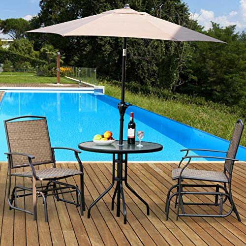 DORTALA Patio Swing Single Glider, Single Iron Rocking Chair, Steel Frame, Swing Chair Rocker Seating, Ideal for Lawns, Courtyards, Gardens, Terraces, Poolside and Backyards, Brown