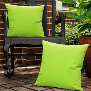 lewondr waterproof outdoor throw pillow cover, 2 pack solid pu coating throw pillow case uv protection garden cushion cover for patio sofa couch balcony 18″x18″(45x45cm) – fluorescent green