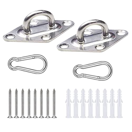 2 Sets Heavy Duty Hammock Hanging Kit,Stainless Steel Hammock Stands for Wall Ceiling Mount,Wall Ceiling Hook for Tree Swing Rope Hammock Chair Yoga Hardware Kit Hanging Hooks,Shade Sail Hardware