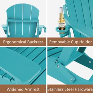 ABCPATIO Adirondack Rocking Chairs Weather Resistant Outdoor Patio Chair with Cup Holder, Seat Width 21.6" Turquoise