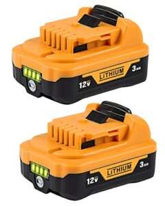 comrgike 2pack 12v 3.0ah battery replacement for dewalt 12v battery dcb123 dcb127 dcb122 dcb124 dcb121 compatible with dewalt 12v tools