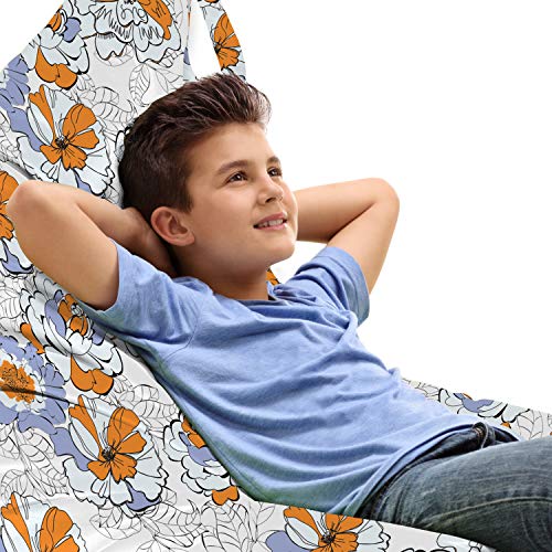 Ambesonne Floral Lounger Chair Bag, Illustration of Flourishing Spring Flowers Hand Drawing, High Capacity Storage with Handle Container, Lounger Size, Lavender Blue Orange