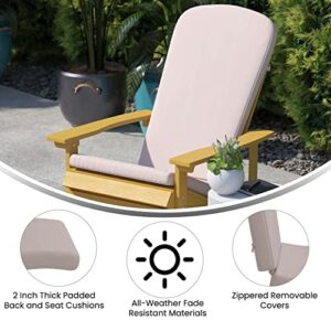 Flash Furniture Charlestown Set of 2 All Weather Indoor/Outdoor High Back Adirondack Chair, Patio Furniture Replacement Cushions, Cream