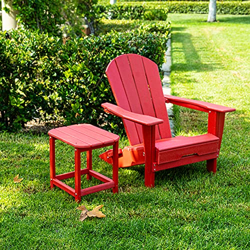 Resin TEAK Folding Adirondack Chair Set of 4, Premium All Weather Outdoor Patio Furniture, 21 Inch Wide Seat, Up to 350 lbs, Foldable Outdoor Patio Chairs, New Heritage Collection (Red)