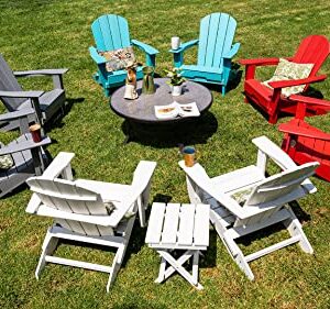 Resin TEAK Folding Adirondack Chair Set of 4, Premium All Weather Outdoor Patio Furniture, 21 Inch Wide Seat, Up to 350 lbs, Foldable Outdoor Patio Chairs, New Heritage Collection (Red)