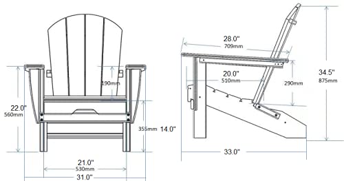 Resin TEAK Folding Adirondack Chair Set of 4, Premium All Weather Outdoor Patio Furniture, 21 Inch Wide Seat, Up to 350 lbs, Foldable Outdoor Patio Chairs, New Heritage Collection (Red)