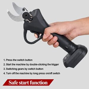 Cordless Electric Pruning Shears Battery Powered Tree Branch Pruner Durable Branches Scissor Tool 35mm Max 4 Gear Adjustable for Gardening Tree