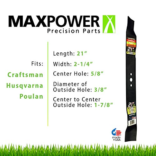 MaxPower 331737B Mulching Blade for 21 in. Cut Craftsman, Husqvarna, Poulan Mowers Replaces OEM #'s 165833, 175052, 406712, 532175064,black