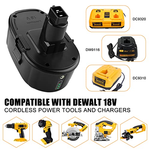 energup 2Pack 6500Ah DC9096 Replacement for Dewalt 18V Battery XRP Lithium DC9096 DC9098 DC9099 DW9095 DW9096 DW9098 DE9039 for 18V Dewalt Battery