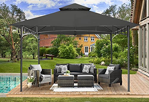 MASTERCANOPY Outdoor Garden Gazebo for Patios with Stable Steel Frame(11x11, Dark Gray)