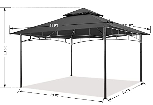 MASTERCANOPY Outdoor Garden Gazebo for Patios with Stable Steel Frame(11x11, Dark Gray)