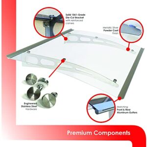 ADVANING DA4735-PSS1A PA Series, Premium Quality Crystal Polycarbonate Door/Window Awning Ideal for Rain, Snow and UV Protection, 47"W x 35"D, Clear/Silver Brackets