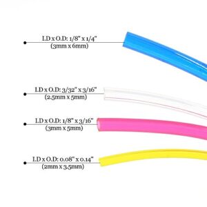 Hilitchi 20-Feet 4 Color Transparent Petrol Fuel Line Hose Lubricant of 4 Sizes Tubing for Weedeater Chainsaw Common 2 Cycle Small Engines