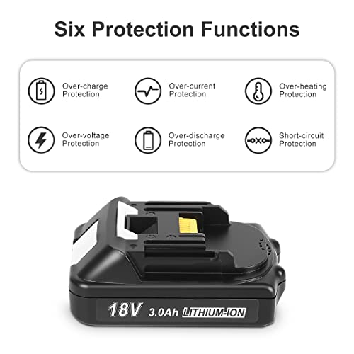 2Pack 3.0Ah Battery Replacement for Makita 18V Battery, Compatible with Makita 18V LXT Tools and Chargers