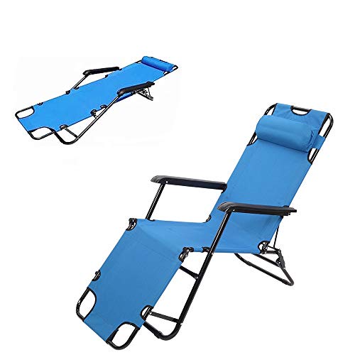 Outdoor Lounge Chairs | Folding Patio Lounge Recliners, Adjustable to Comfortable Flat Folding Bed (from US, Blue)