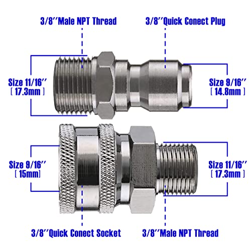 Tool Daily High Pressure Washer Ball Valve Kit, 3/8 Inch Quick Connect for Power Washer Hose, 4500 PSI