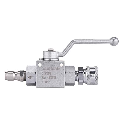 Tool Daily High Pressure Washer Ball Valve Kit, 3/8 Inch Quick Connect for Power Washer Hose, 4500 PSI