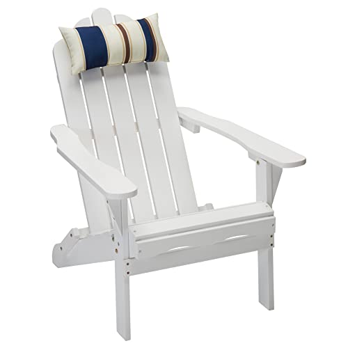 DJL White Wood Folding Adirondack Chair