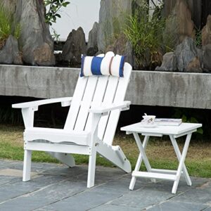 DJL White Wood Folding Adirondack Chair