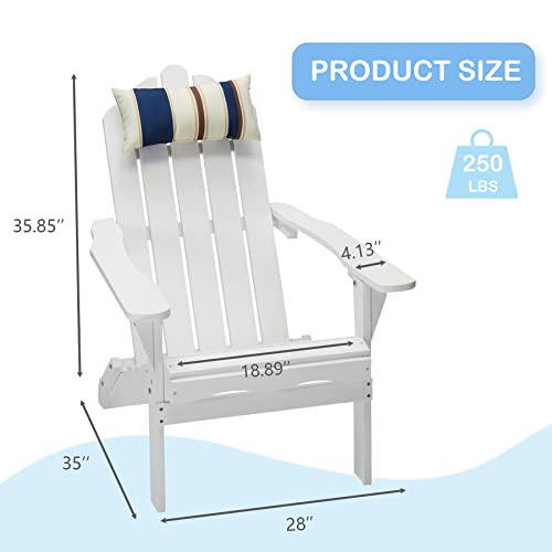 DJL White Wood Folding Adirondack Chair