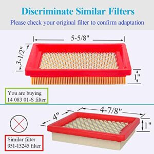 HOODELL 2 Pack 951-10298 Air Filter + Pre Cleaner for MTD Cub Cadet SC100 951-14632, Kohler 14 083 01-S, 5-5/8 × 3-1/2 inch Push Lawn Mower Air Filter