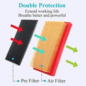 HOODELL 2 Pack 951-10298 Air Filter + Pre Cleaner for MTD Cub Cadet SC100 951-14632, Kohler 14 083 01-S, 5-5/8 × 3-1/2 inch Push Lawn Mower Air Filter