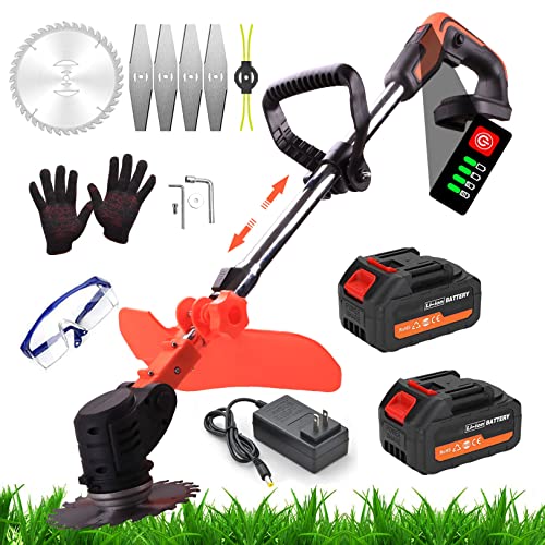 Electric Weed Wacker Cordless 36v 4.0 Ah Weed Eater Battery Powered with 2 Battery and Charger Brush Cutter,Lightweight Trimmers Edger Lawn Tool Grass