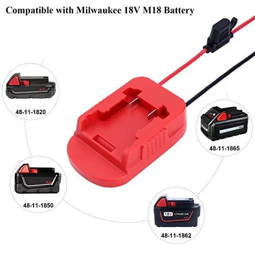 ELEFLY 2 Pack Power Wheels Battery Adapter Compatible with Milwaukee M18 Battery with Fuses & Wire Terminals, Power Adapter Connector for DIY RC Car Toys and Robotics