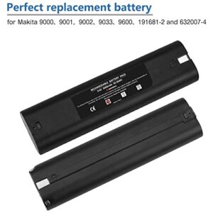 2 Pack Upgrade to 3600mAh Replacement Battery Compatible with Makita 9.6V Ni-Mh Battery Compatible with 9000 9033 193890-9 192696-2 632007-4 6096D 6093D DA391D 6095D 5090D