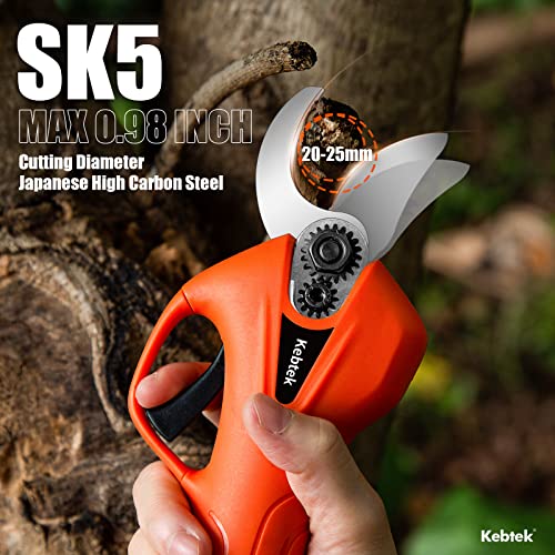 Kebtek® Professional 25V 40MM Electrc Pruning Shears & 16.8V 25MM Electric Pruner Branch Cutter with Brushless Motor