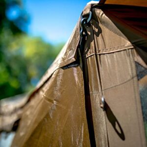 CLAM Quick-Set Escape Sky Camper 11.5 x 11.5 Foot Portable Pop-Up Outdoor Gazebo Screen Tent 6 Sided Canopy Shelter w/Ground Stakes & Carry Bag, Brown