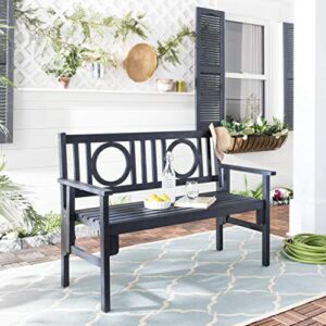 safavieh pat6714k outdoor collection piedmont grey folding bench, dark slate gray