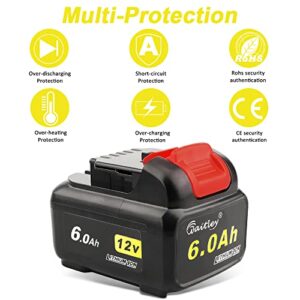 ZLWAWAOL 2 Pack DCB120 12V 6.0Ah Lithium Ion Battery Replacement for Dewalt 12V Battery DCB127 DCB124 DCB126 DCB123 DCB122 DCB121 DCB120 Compatible with Dewalt 12V Cordless Power Tools