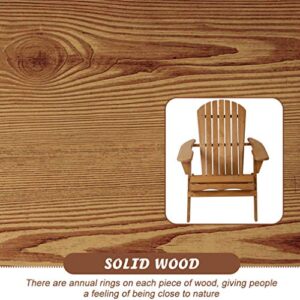 Hudada Adirondack Chair Outdoor Chairs Fire Pit Seating Folding Wooden Adirondack Lounger Chair Patio Chair Lawn Chair Weather Resistant Wood Chairs w/Natural Finish