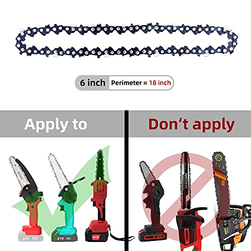 [2 Pieces] 6 Inch Mini Chainsaw Chain, 6 Inch Replacement Chains for Cordless Electric Portable Mini Chainsaw, FIFCHALL Guide Saw Chain for All 6-inch Mini Chainsaws for Wood Branch Cutting