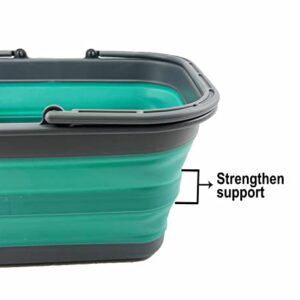 SAMMART 12L (3.17Gallon) Collapsible Tub with Handle - Portable Outdoor Picnic Basket/Crater - Foldable Shopping Bag - Space Saving Storage Container (Purplish Blue +Turquoise Blue)