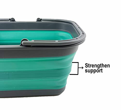 SAMMART 12L (3.17Gallon) Collapsible Tub with Handle - Portable Outdoor Picnic Basket/Crater - Foldable Shopping Bag - Space Saving Storage Container (Purplish Blue +Turquoise Blue)