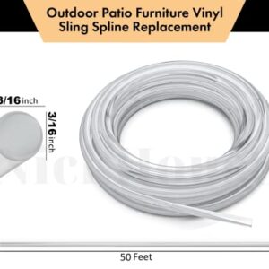 NickHouse 50 FT Vinyl 3/16 Sling Spline Chair Pe[air Outdoor Patio Spline, Replacement Awning Cord, Sling Chair .180