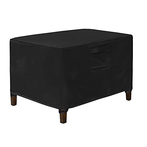 WOMACO Patio Ottoman Cover Waterproof Outdoor Ottoman Covers with Handles Patio Small Side/End Table Cover Water Resistant Patio Furniture Protector (25L x 25W x 17H, Black)