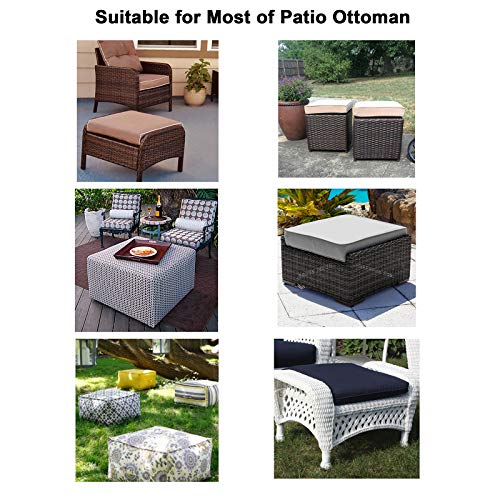 WOMACO Patio Ottoman Cover Waterproof Outdoor Ottoman Covers with Handles Patio Small Side/End Table Cover Water Resistant Patio Furniture Protector (25L x 25W x 17H, Black)