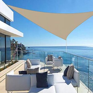 jneaicn shade sail waterproof sun canopy triangle 6’5”x 6’5”x 6’5” shade sails uv block for patio backyard lawn yard in color beige