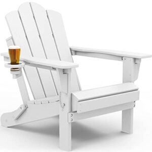 kingyes folding adjustable adirondack chair, white