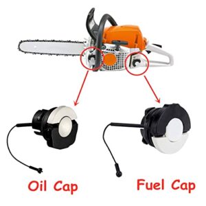 AILEETE Fuel Cap With Oil Cap For Stihl MS171 MS181 MS200 MS210 MS230 MS240 MS250 MS251 MS260 MS340 MS360 MS380 MS381 Chainsaws, Replaces 0000 350 0525, 0000 350 0526