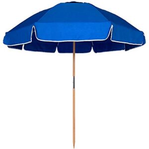 ammsun 7.5ft heavy duty high wind beach umbrella commercial grade patio beach umbrella frames with air vent ash wood pole & carry bag uv 50+ protection blue