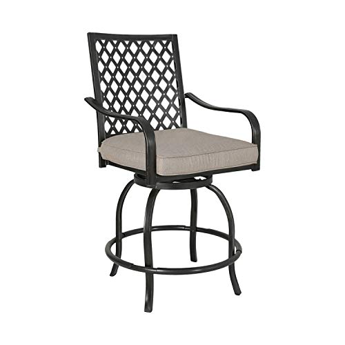 Iwicker 2 Piece Outdoor Swivel Bistro Bar Stool with 100% Polyester Cushion