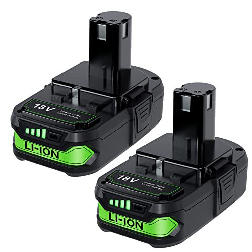 TURPOW Upgraded 3.8Ah Replacement Ryobi 18V Lithium Battery P107, Compatible with Ryobi 18 Volt ONE+ Plus P102 P103 P104 P105 P108 P109 P122 Cordless Power Tools for Ryobi 18V Battery 2Packs