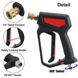 RIDGE WASHER Pressure Washer Gun 5000 PSI, 12 GPM, High Pressure Spray Gun with 1/4" Quick Connector, 3/8'' Quick Connect, M22-14mm and M22-15mm Fitting